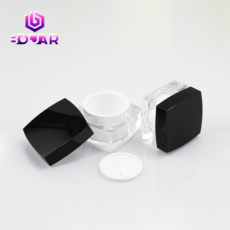 PMMA Square Cream Bottle Cosmetic Packaging Bottle Transparent Square ...