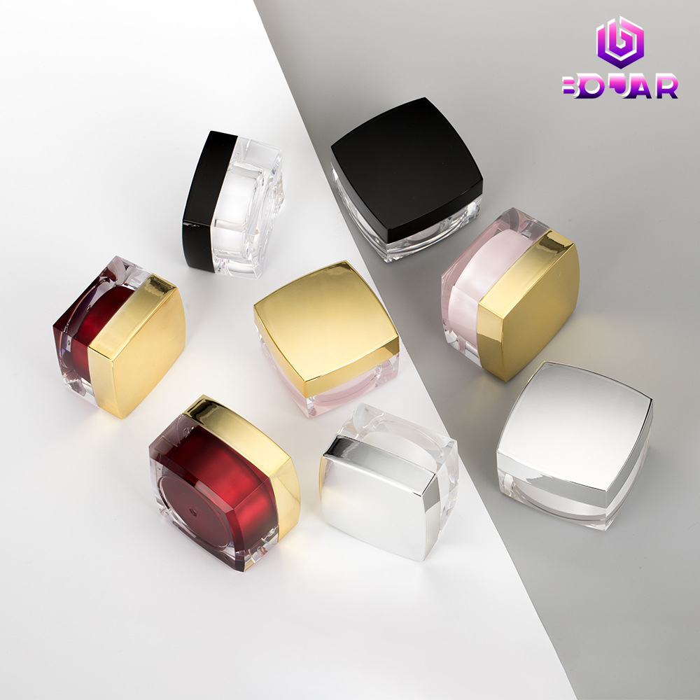 PMMA Square Cream Bottle Cosmetic Packaging Bottle Transparent Square ...